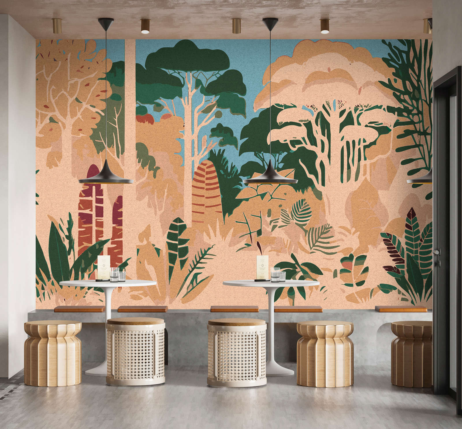 Photo wallpaper »elara« - Abstract savannah motif - Kraft paper texture ...