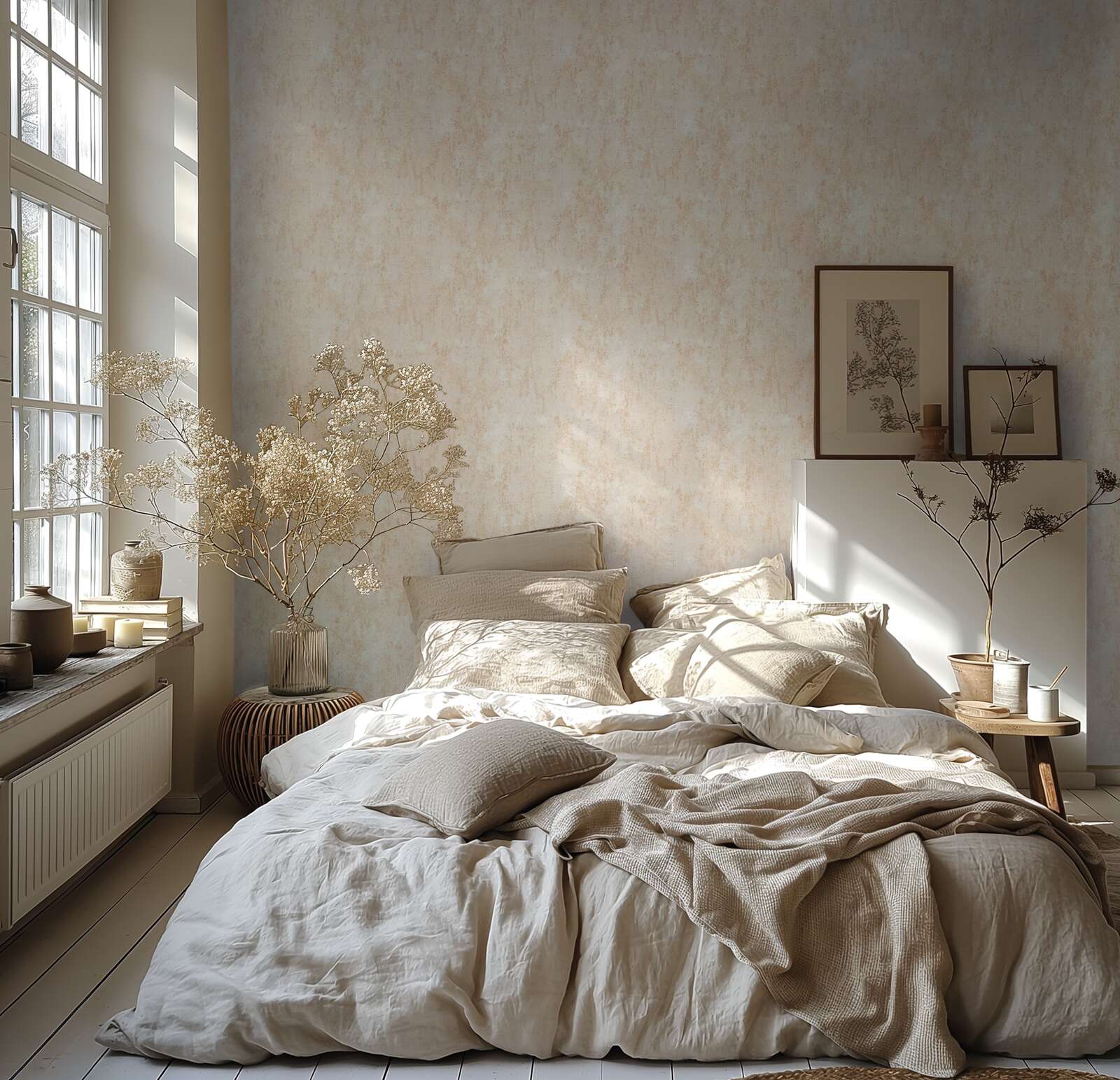 Finely textured non-woven wallpaper - plaster look - concrete look | A.S.