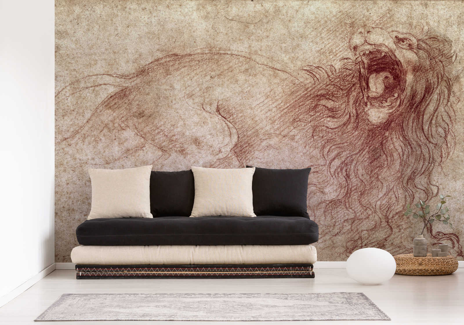 Photo wallpaper »Sketch of a roaring lion » - Leonardo da Vinci