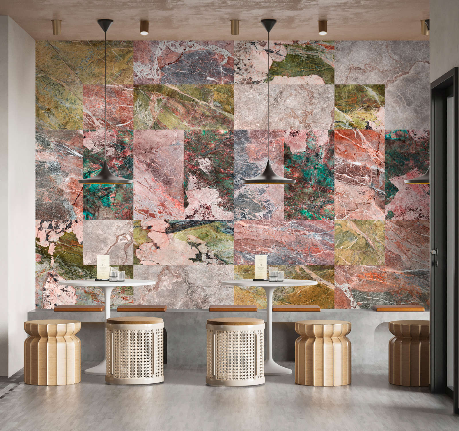 Photo wallpaper »mixed marble« - marble patchwork design | DD127696