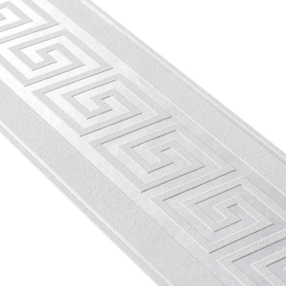 Silver-grey wallpaper border with classic pattern