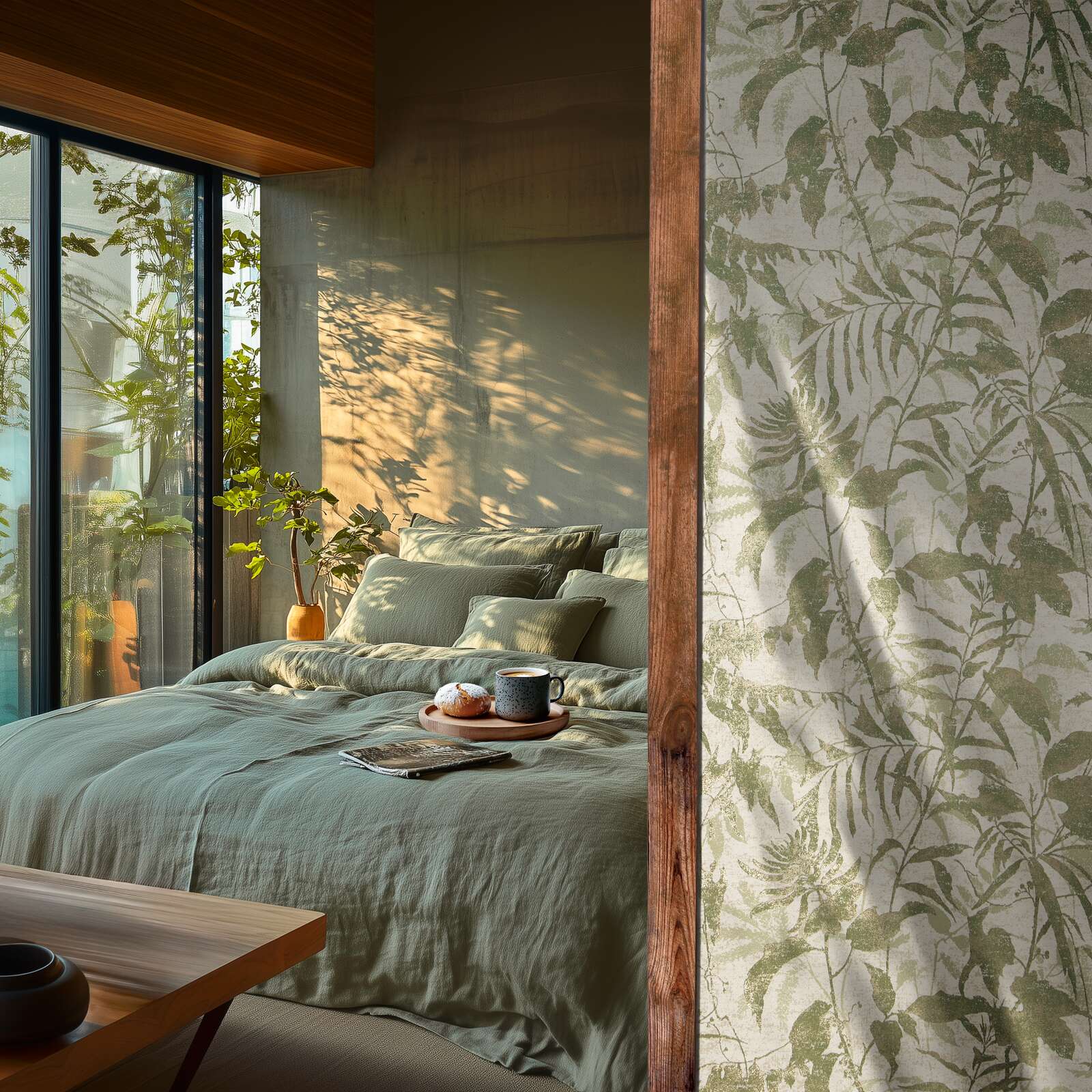 light coloured patterned wallpaper