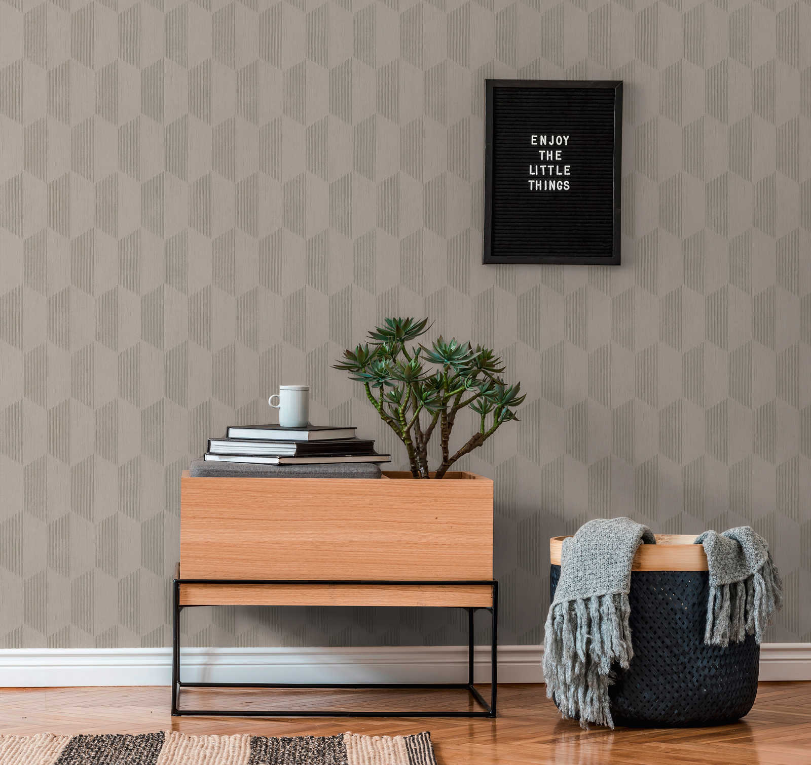 Retro wallpaper with 3D graphic design – grey