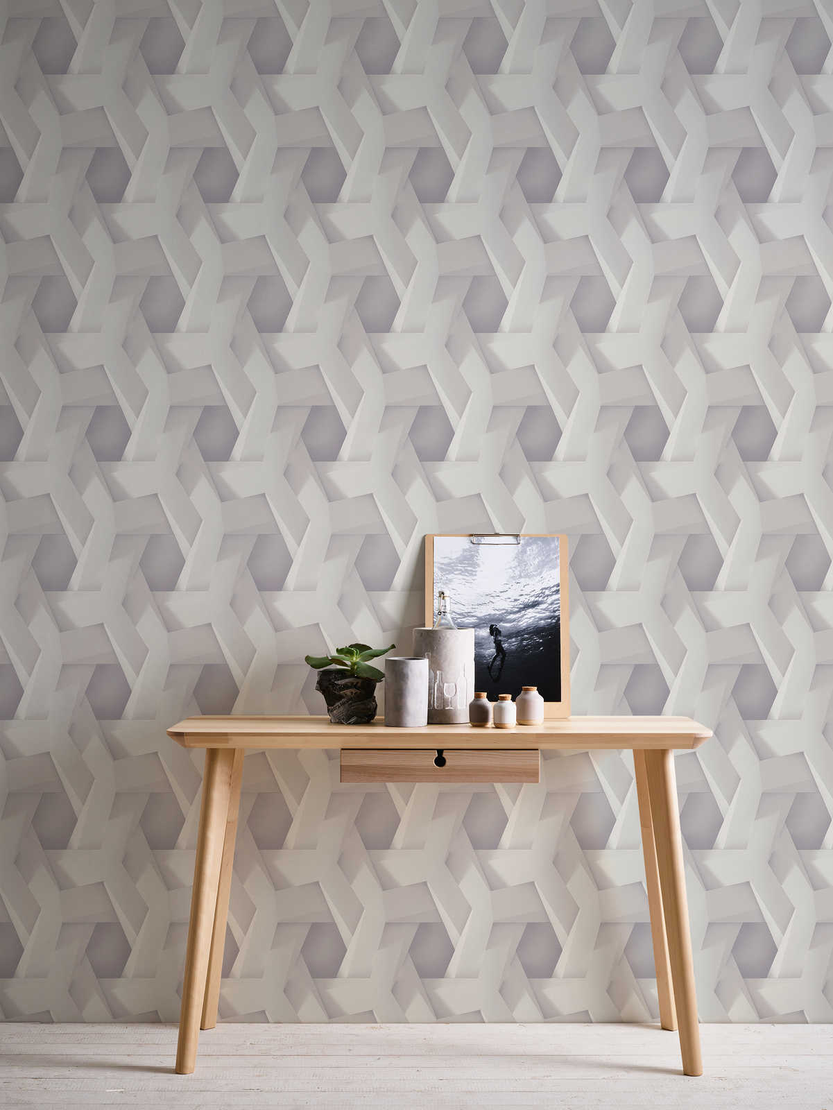 3D wallpaper light grey graphic pattern, concrete look
