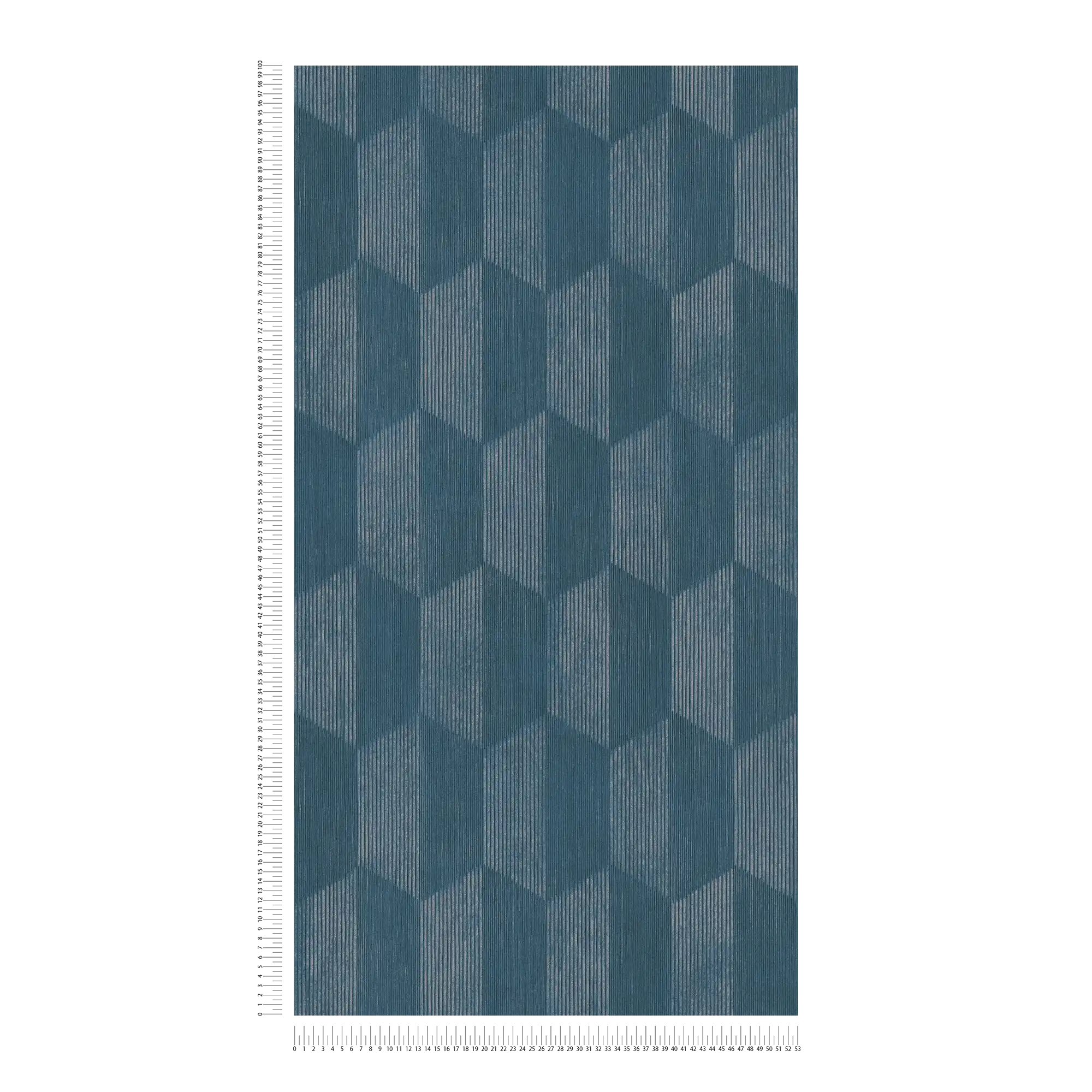 behang 3D patroon met grafisch facetdessin - blauw