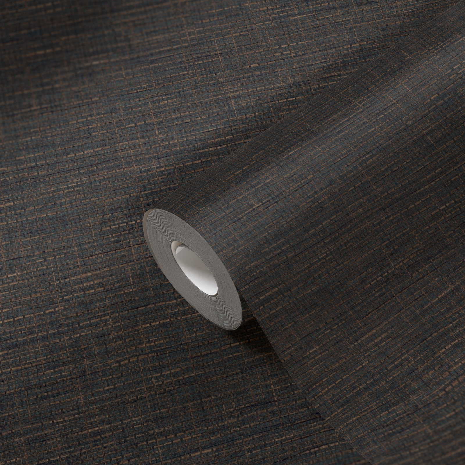 Dark brown wallpaper with bast pattern, matt and textured